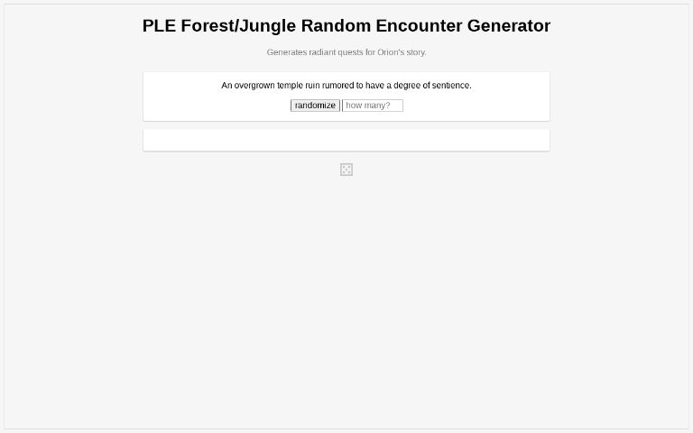 PLE Forest/Jungle Random Encounter Generator