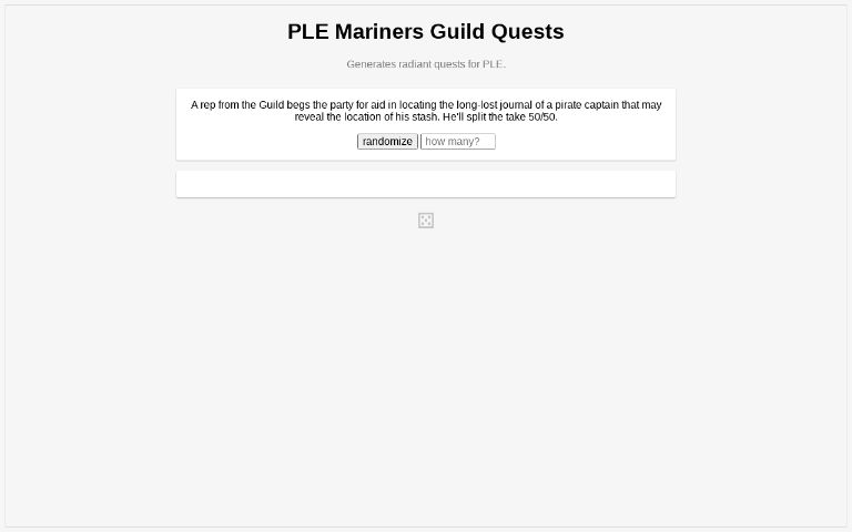 PLE Mariners Guild Quests ― Perchance Generator