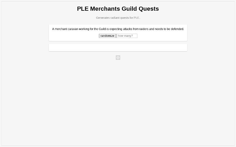 PLE Merchants Guild Quests ― Perchance Generator