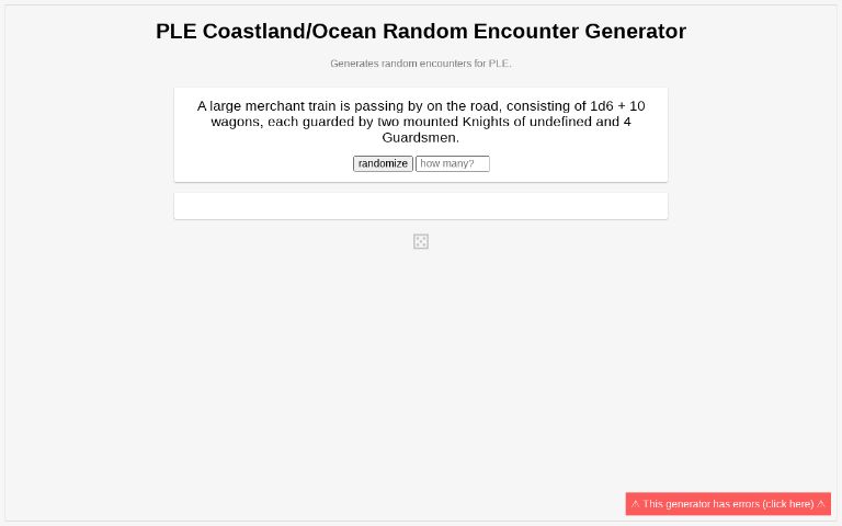 PLE Coastland/Ocean Random Encounter Generator