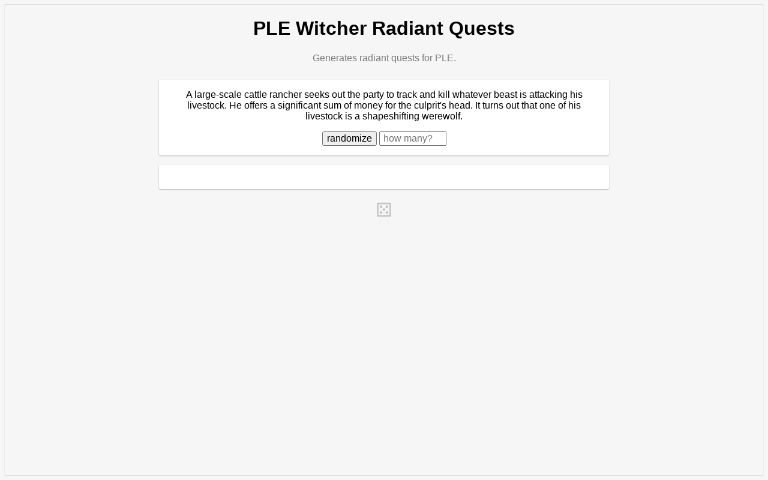 PLE Witcher Radiant Quests ― Perchance Generator