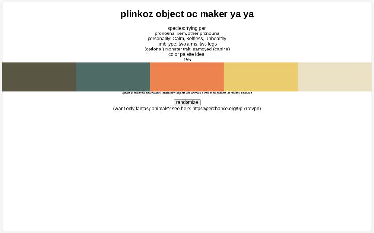 plinkoz object oc maker ya ya ― Perchance Generator