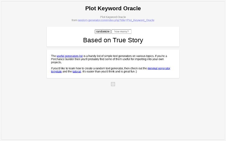 Plot Keyword Oracle ― Perchance Generator