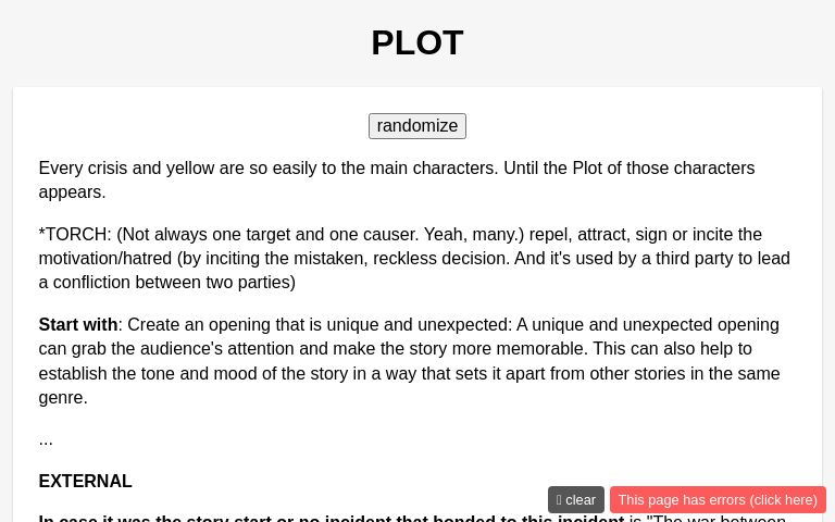 PLOT ― Perchance Generator
