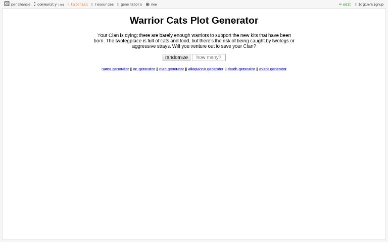 Warrior Cats Plot Generator