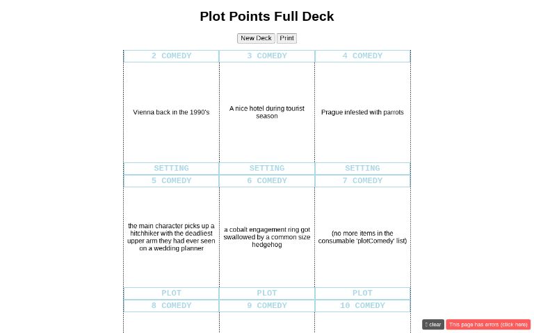 Plot Points Full Deck ― Perchance Generator