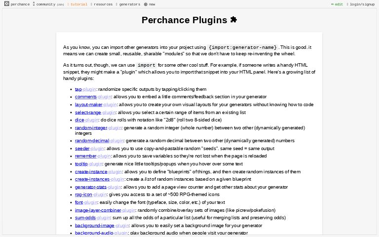 Perchance Plugins ― Perchance Generator