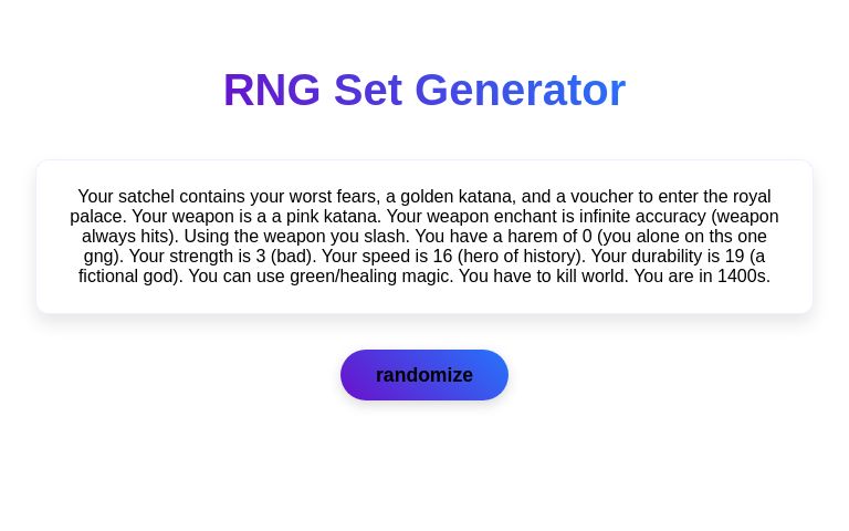 RNG Set Generator