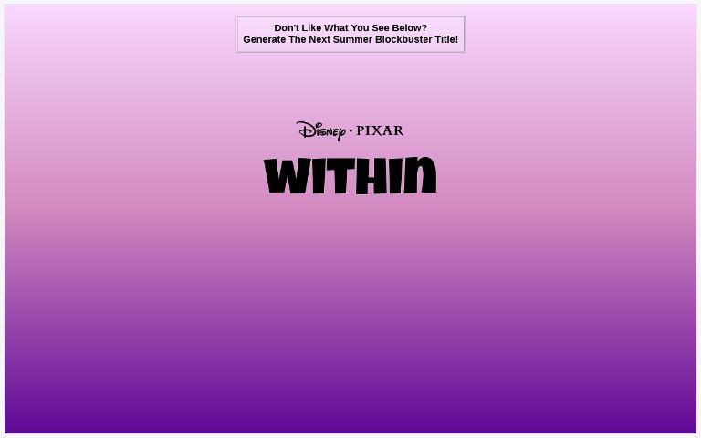 Disney Pixar Movie Titles ― Perchance Generator