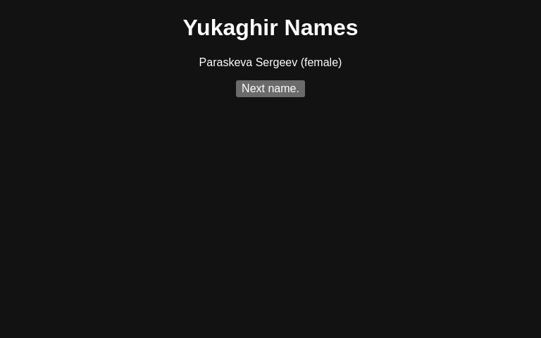 Yukaghir Names ― Perchance Generator