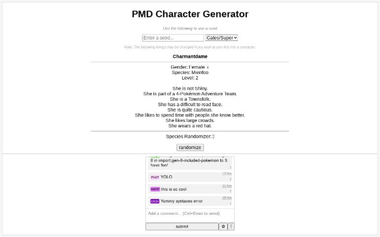 Pokémon Mystery Dungeon Character Creator ― Perchance Generator