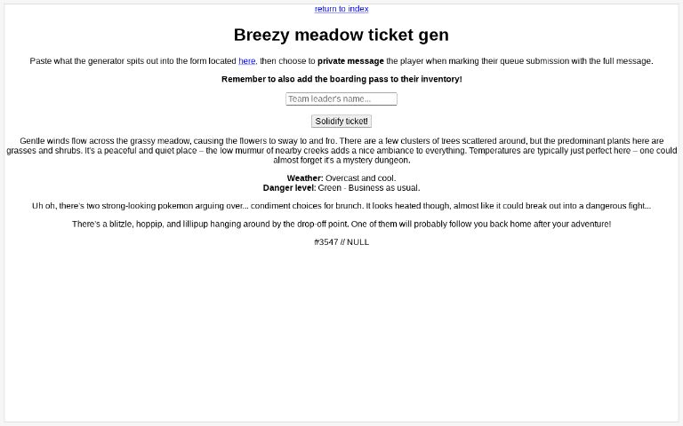 Breezy meadow ticket gen