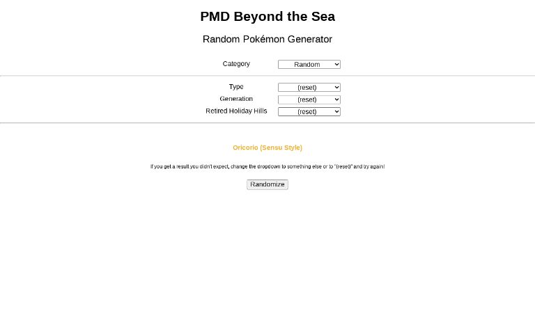 PMD Beyond the Sea ― Perchance Generator