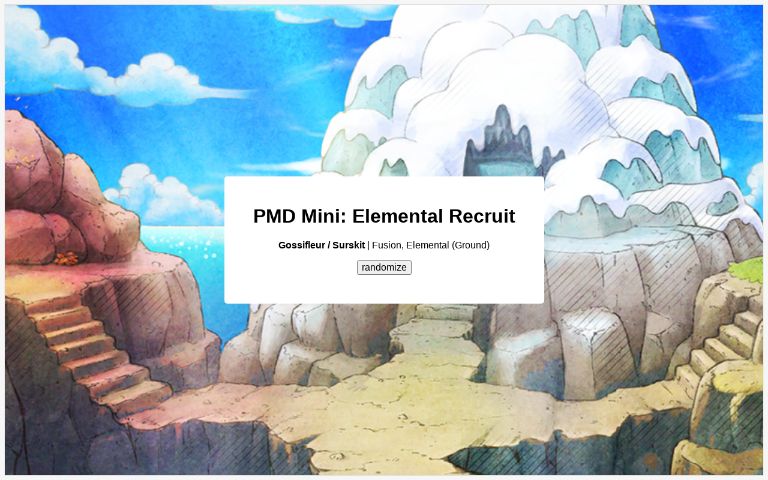PMD Mini: Elemental Recruit ― Perchance Generator