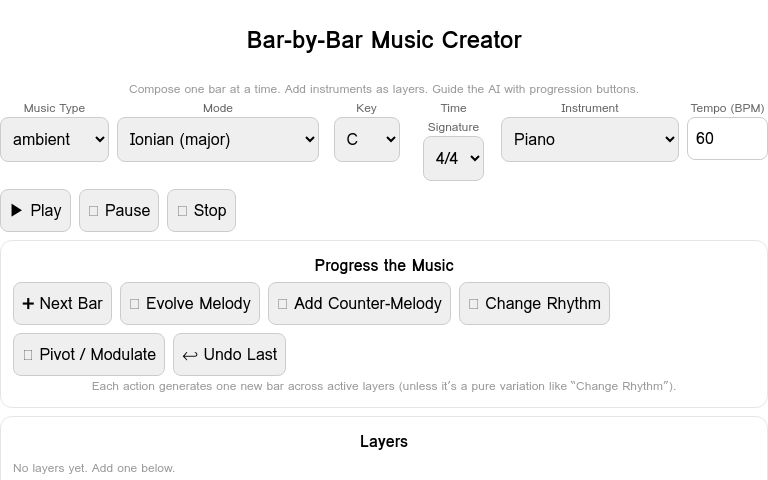 Bar-by-Bar Music Creator ― Perchance Generator