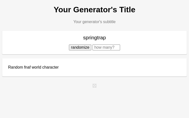 Random Fnaf World Character ― Perchance Generator