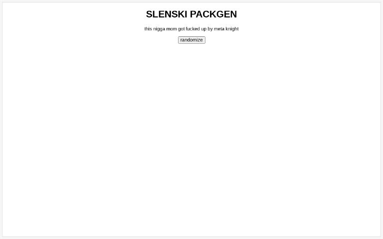 SLENSKI PACKGEN ― Perchance Generator