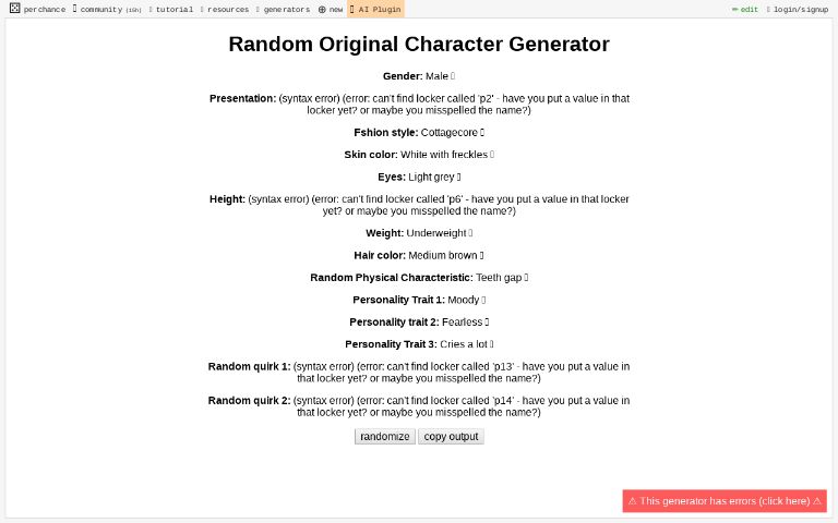 Random Original Character Generator