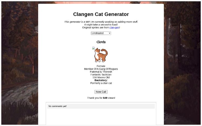 Kalis Clangen Sprites ― Perchance Generator