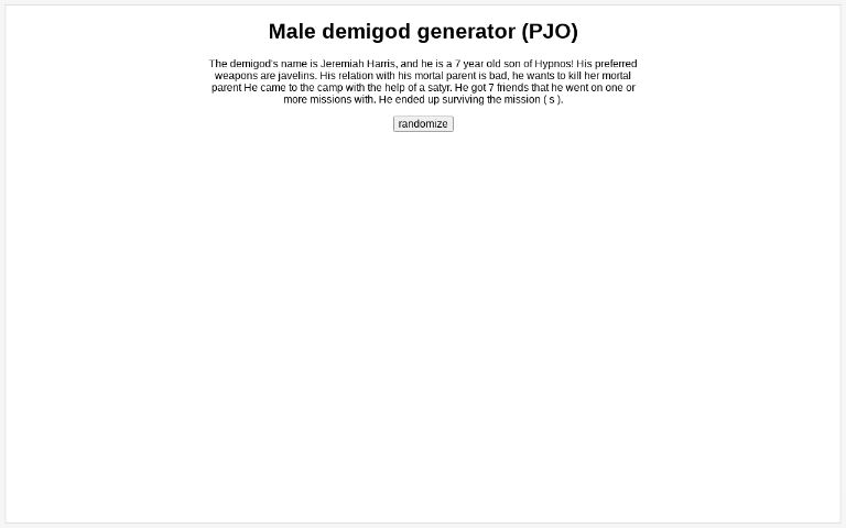 Male demigod generator (PJO)