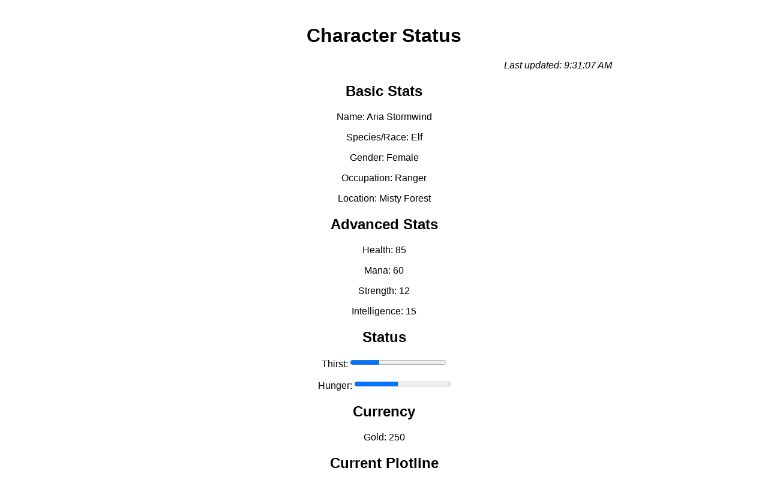 Character Status ― Perchance Generator