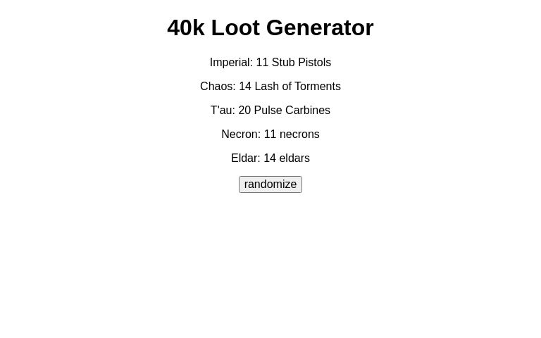 40k Loot Generator