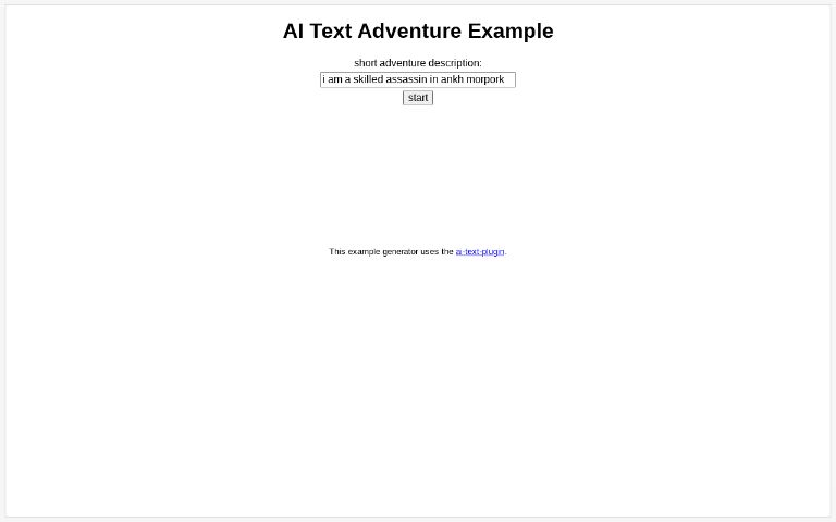 AI Text Adventure Example ― Perchance Generator