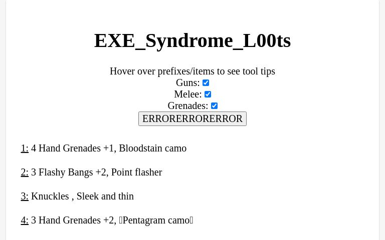 EXE_Syndrome_Weapons ― Perchance Generator