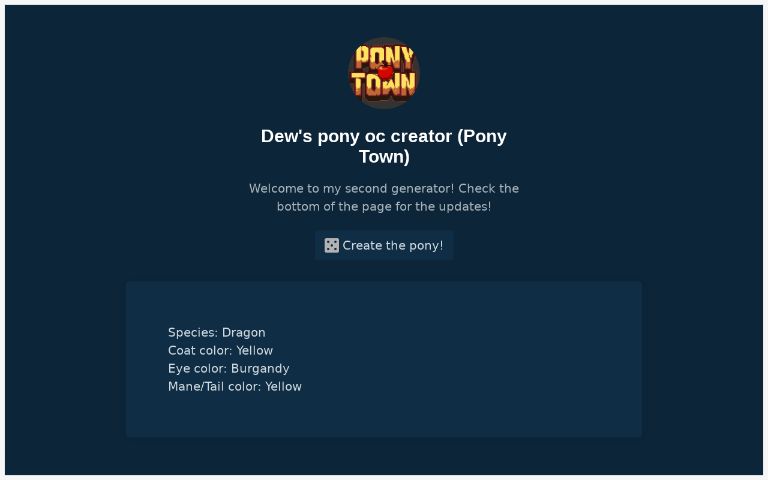 Dew's pony oc creator (Pony Town) ― Perchance Generator