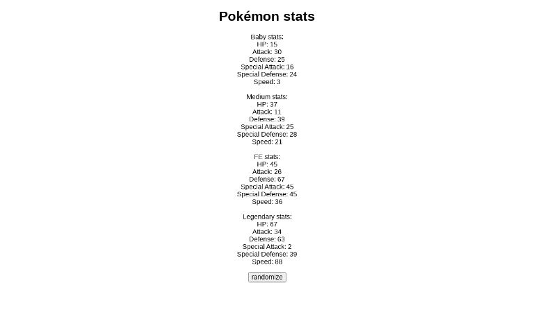 Pokémon stats ― Perchance Generator