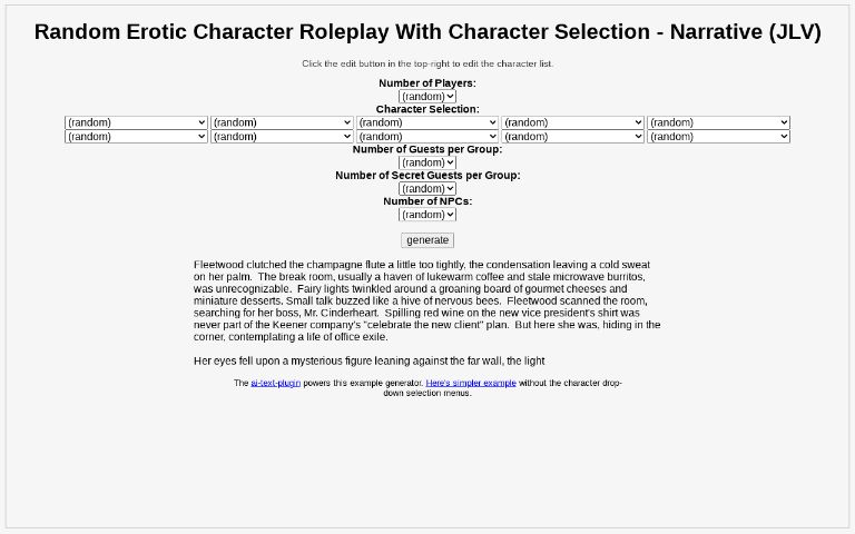 Random Erotic Character Roleplay With Character Selection - Narrative (JLV)