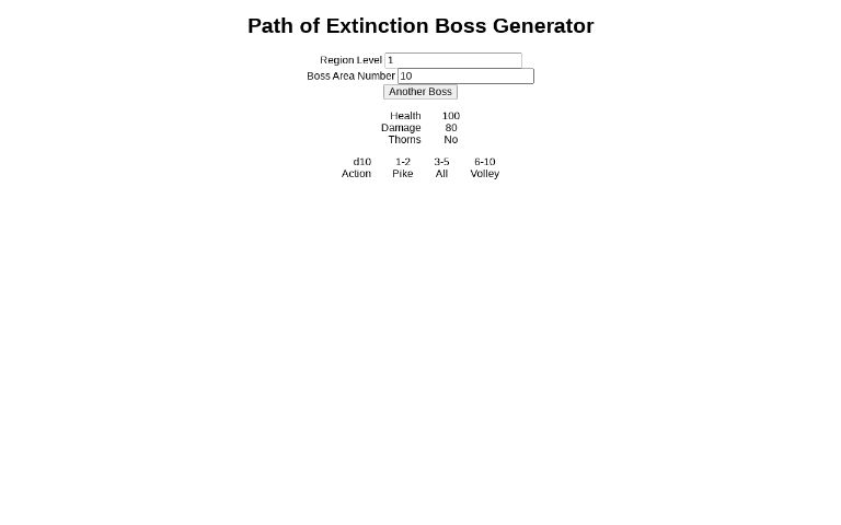 Path of Extinction Boss Generator