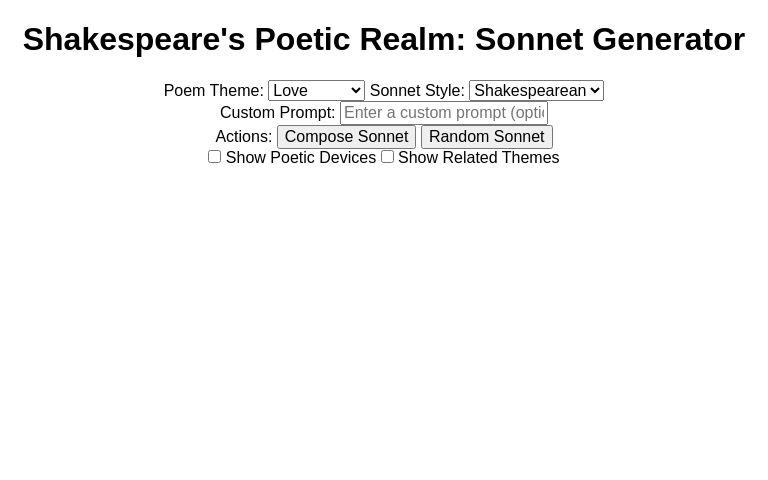 Shakespeare's Poetic Realm: Sonnet Generator