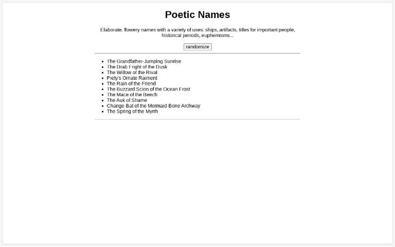 Poetic Names ― Perchance Generator