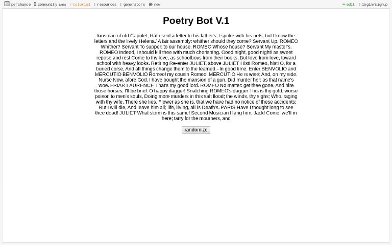 Poetry Bot V.1 ― Perchance Generator