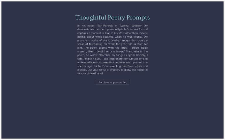 Poem Prompts ― Perchance Generator