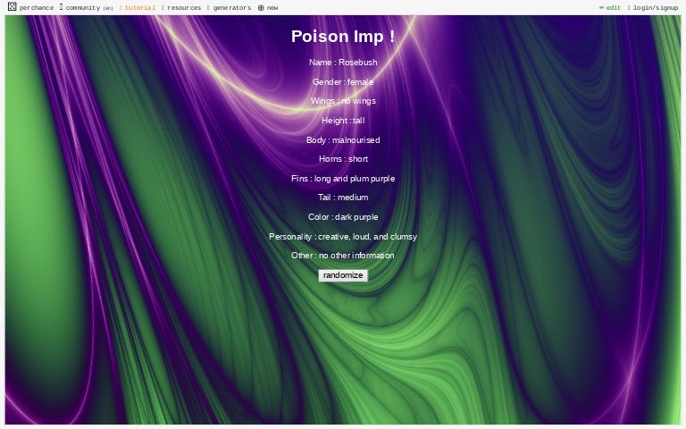 Poison Imp ! ― Perchance Generator