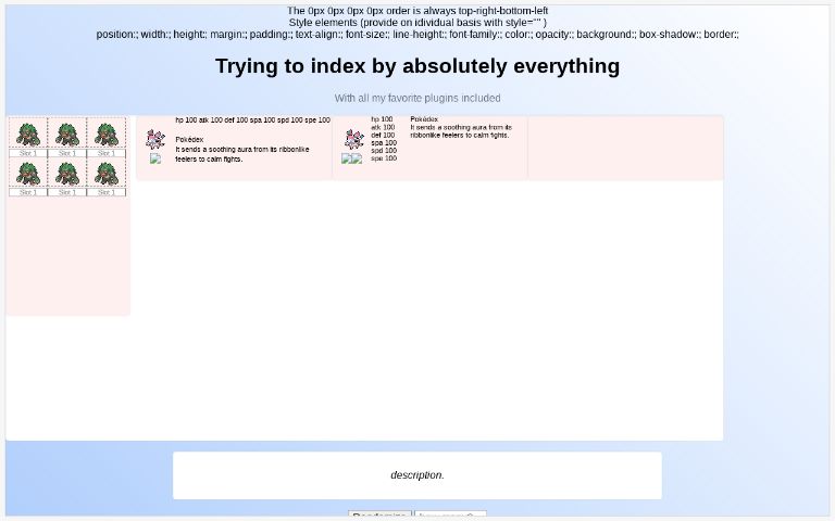 Trying to index by absolutely everything ― Perchance Generator
