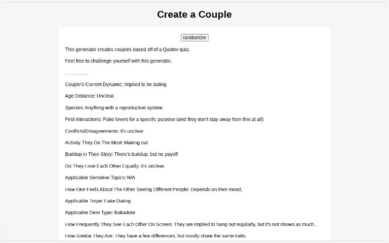 Create a Couple ― Perchance Generator