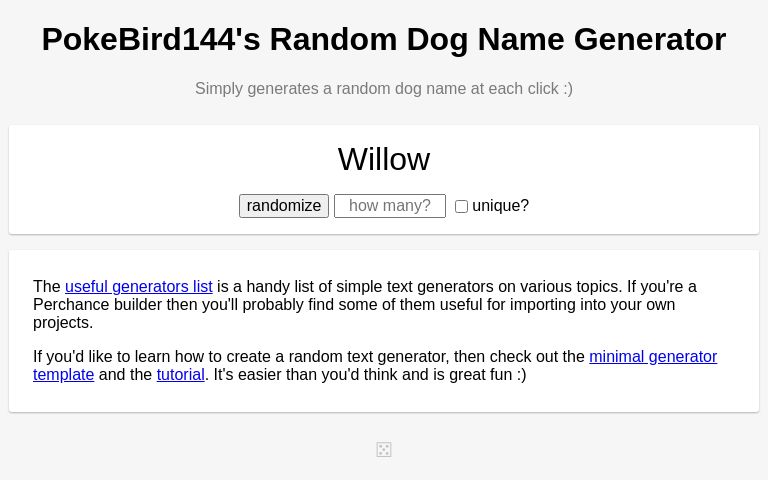 PokeBird144's Random Dog Name Generator