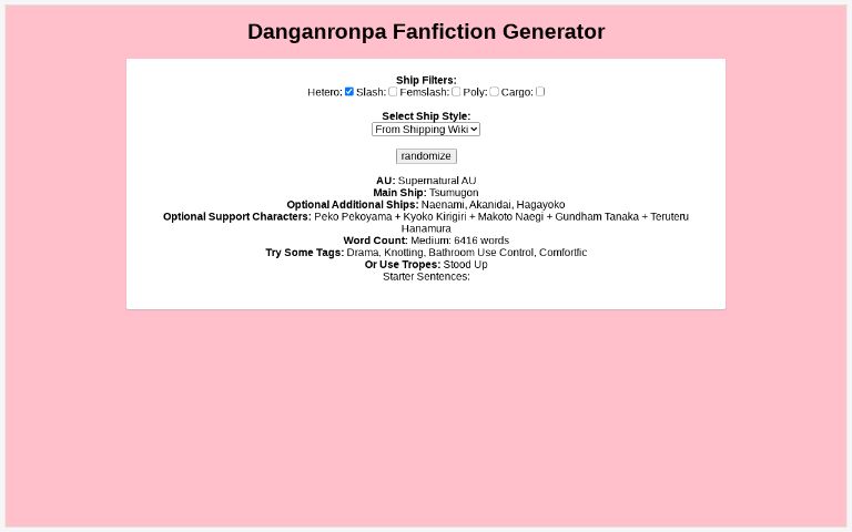 Danganronpa Fanfiction Generator
