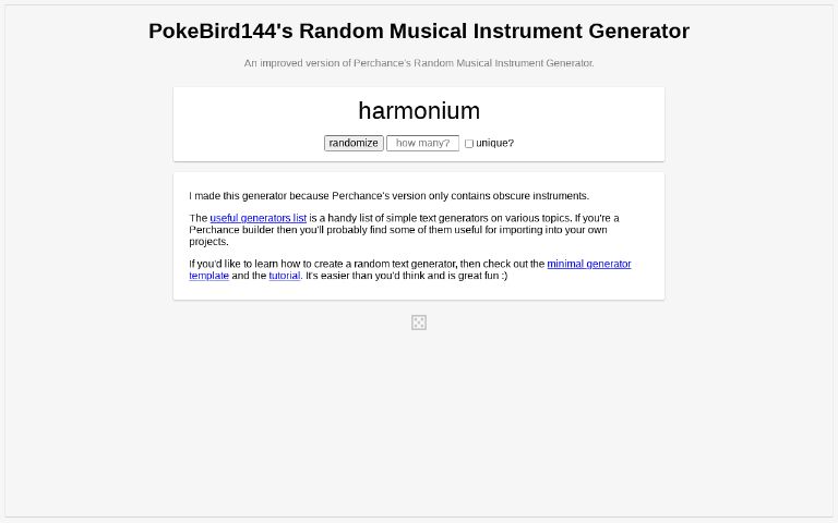 PokeBird144's Random Musical Instrument Generator