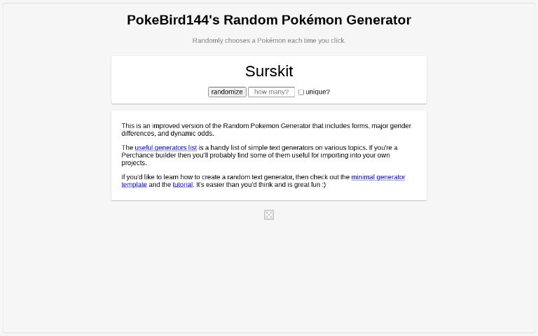 PokeBird144's Random Pokémon Generator