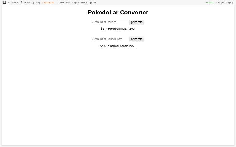 Pokedollar Converter ― Perchance Generator