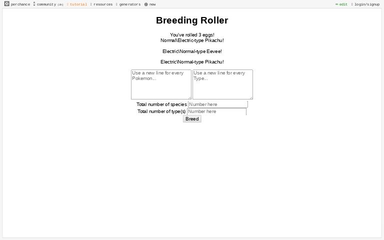 Breeding Roller ― Perchance Generator