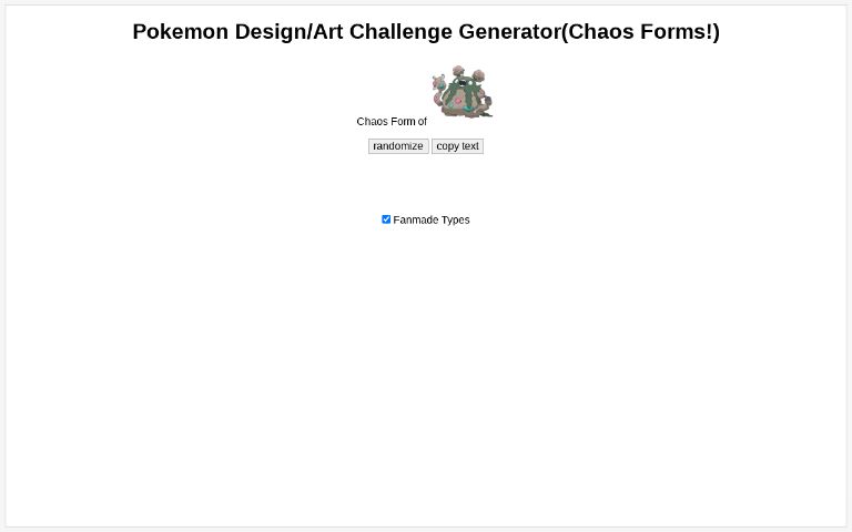 Pokemon Design/Art Challenge Generator(Chaos Forms!)