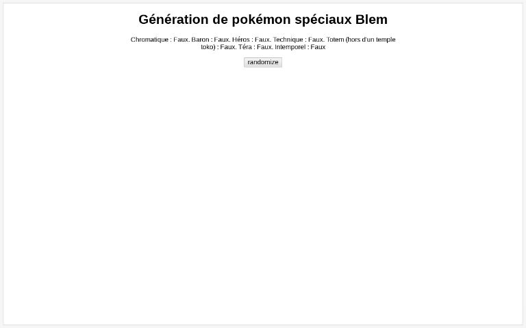 Génération de pokémon spéciaux Blem ― Perchance Generator