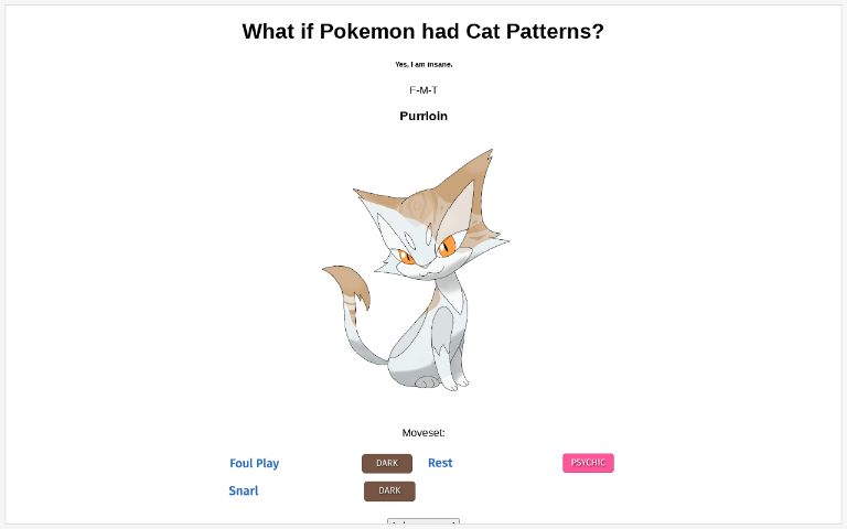 Cat Pokemon ― Perchance Generator
