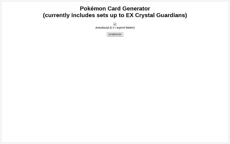 Pokémon Card Generator(currently includes sets up to EX Crystal Guardians)