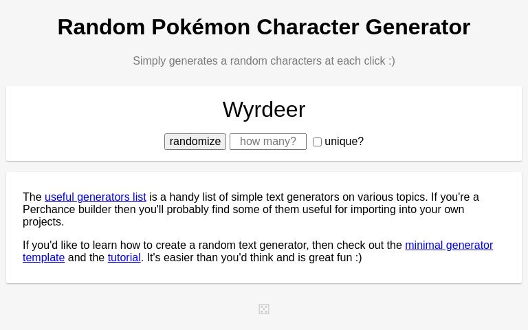 Random Pokémon Character Generator